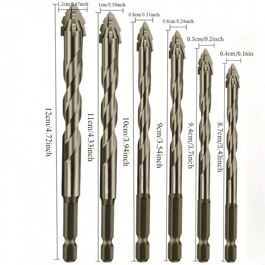 [4 Sawtooth Bits For Ceramic Glass] 6pcs High-Durability Alloy Steel ...