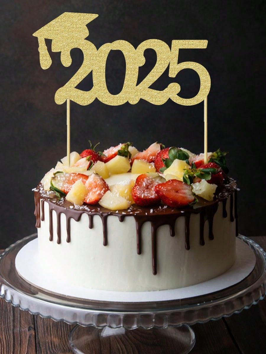 1Pc Glitter 2025 Graduation Cake Topper Class Of 2025 Grad Cap Cake ...