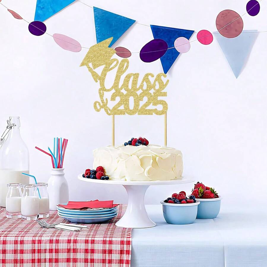 1Pc Class Of 2025 Cake Topper - Grad 2025 Cake Decorations, Congrats ...