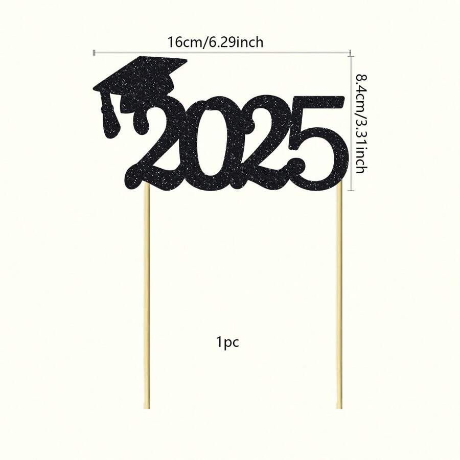 1Pc Glitter 2025 Graduation Cake Topper Class Of 2025 Grad Cap Cake ...
