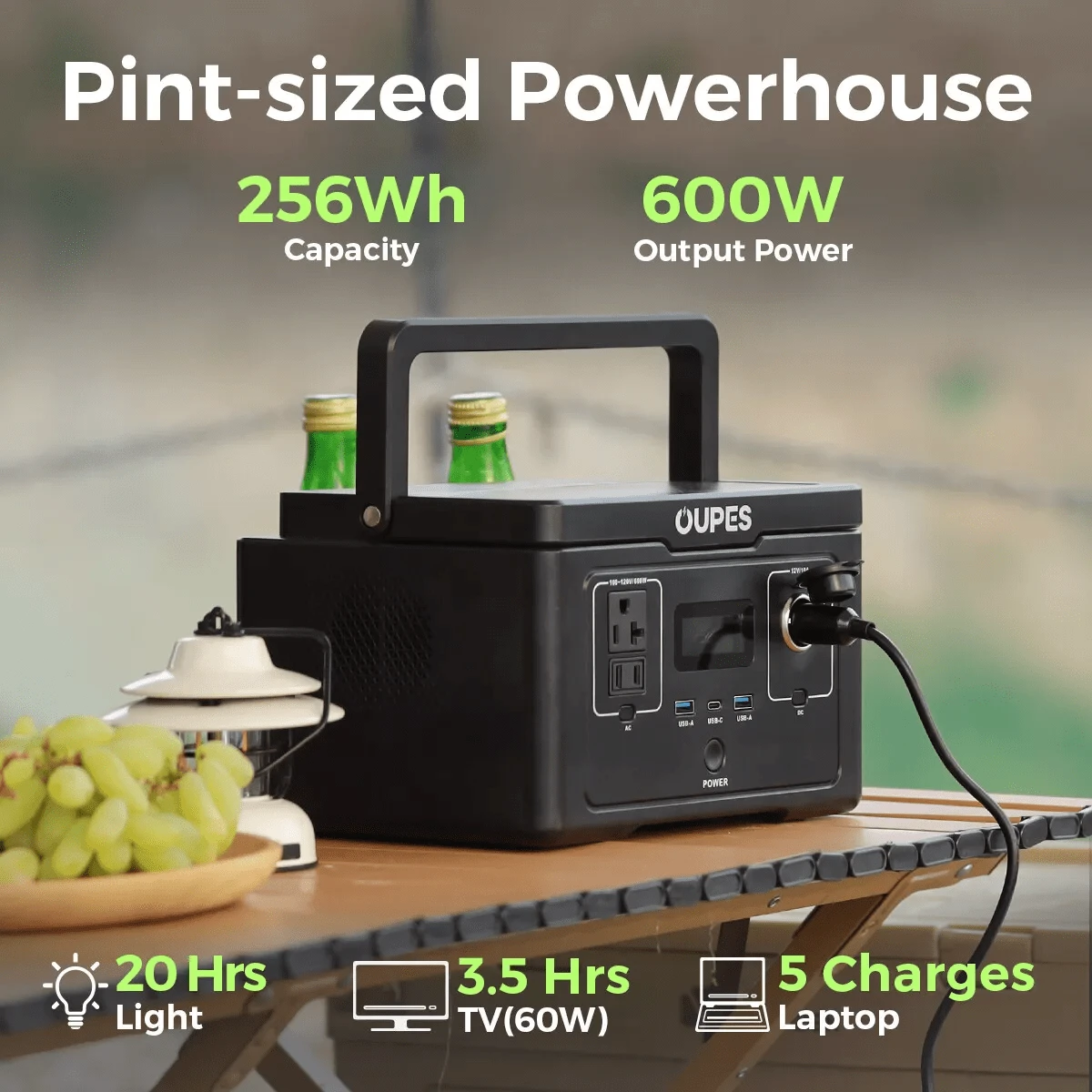 OUPES OUPES Exodus 600 Portable Power Station 600W, 256Wh Solar Powered ...