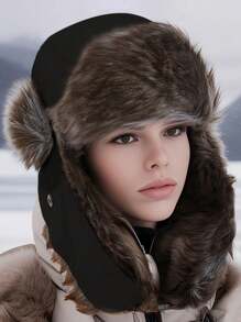 Waterproof Winter Trappers Faux Fur Earflap Hunting Hat Ushanka Russian ...