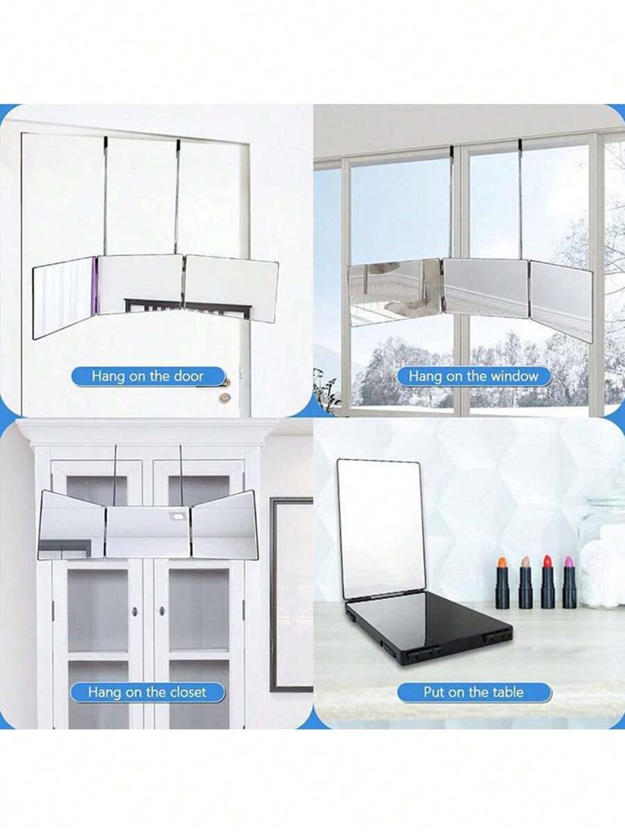 1 pezzo Specchio pieghevole a 3 vie regolabile in altezza con rotazione ...