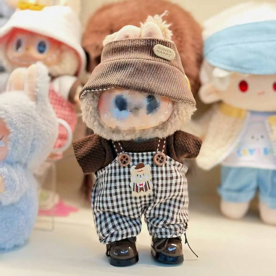 [Outfit Only] 17cm Labubu Plush Doll Doll Outfit, Overalls, Cute Doll ...