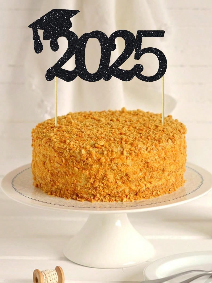 1Pc Glitter 2025 Graduation Cake Topper Class Of 2025 Grad Cap Cake ...