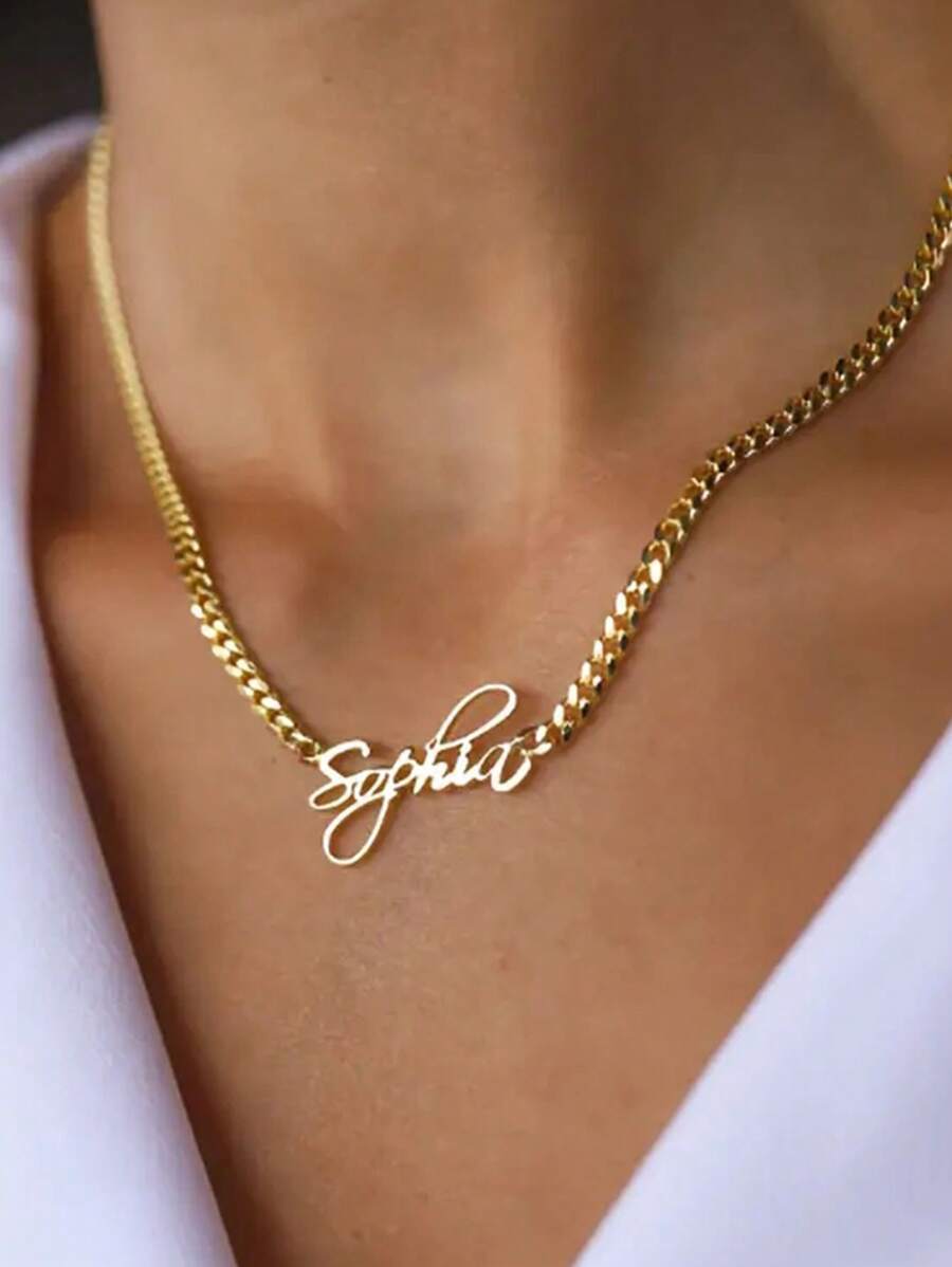 Customized Elegant Stainless Steel Name Necklace - Personalized Retro ...