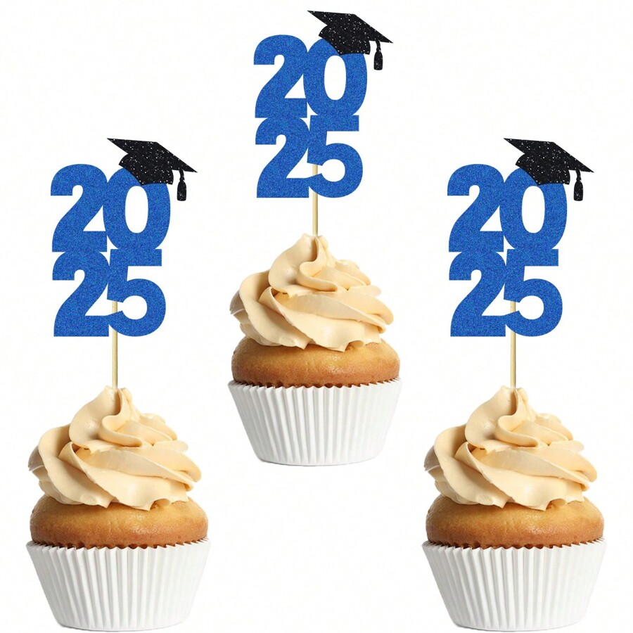 12/24 pièces Décorations pailletées pour chapeau de graduation 2025 en ...