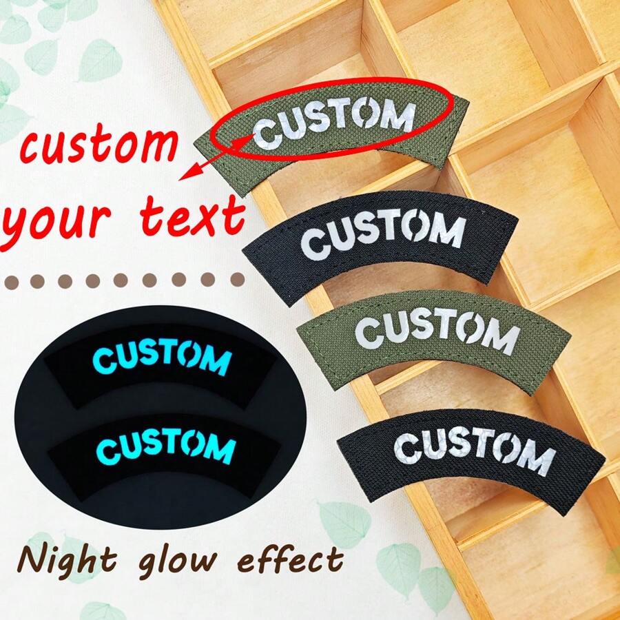 Customize 2 Curved Glow-In-The-Dark Reflective Name Stickers,Hook And Loop Backing | SHEIN USA
