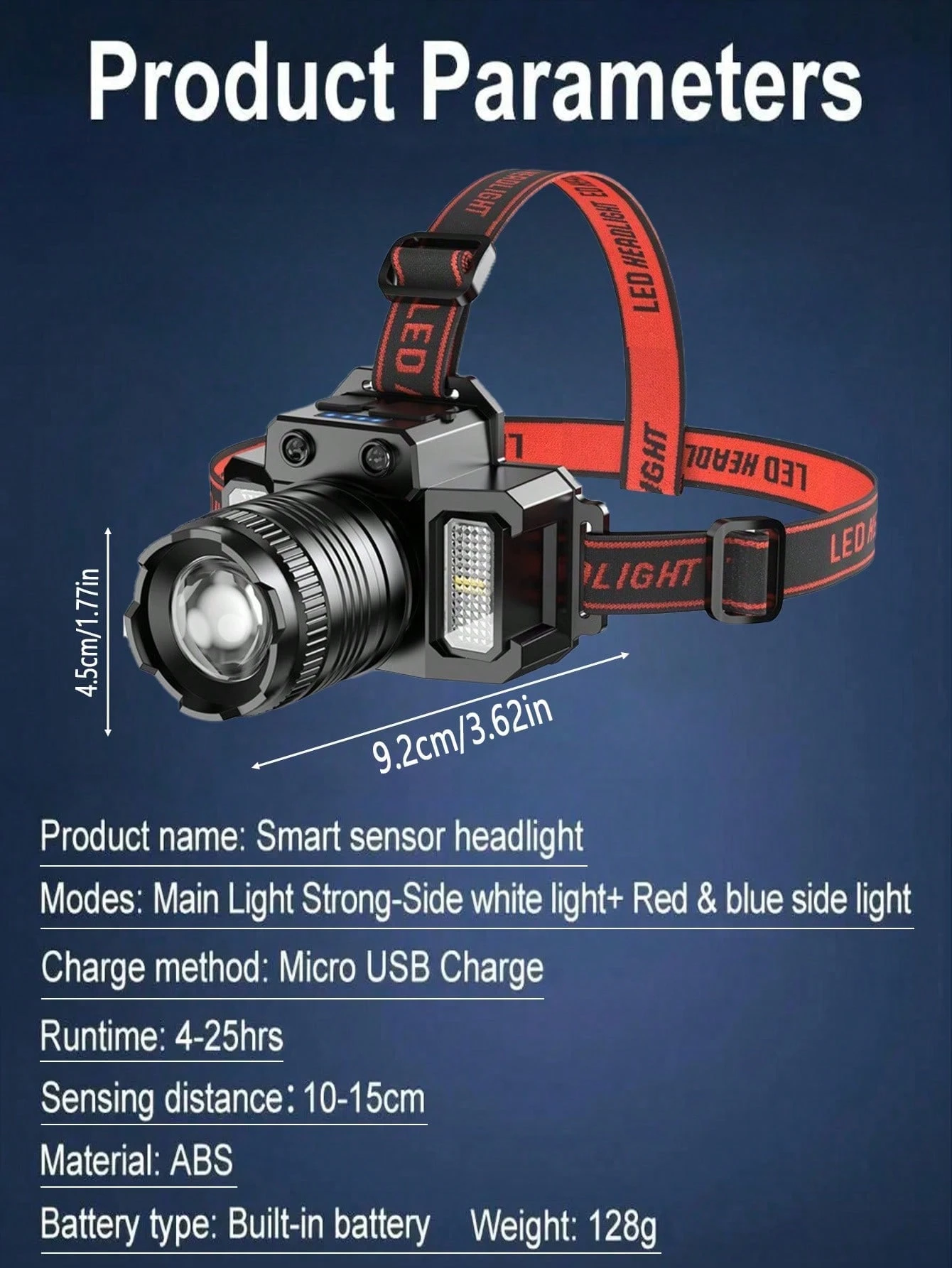 Linterna frontal LED T51 súper brillante con sensor, recargable por USB-C, con batería ...