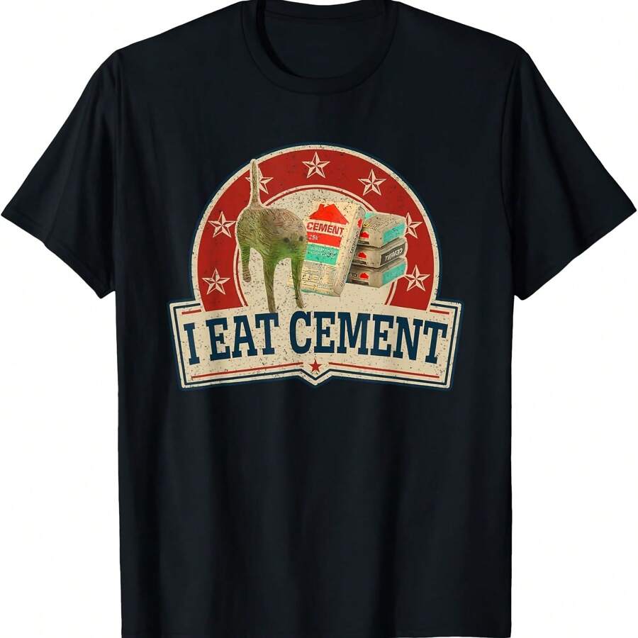 I Eat Cement Cursed Cat Funny Oddly Specific Dark Meme T-Shirt | SHEIN USA