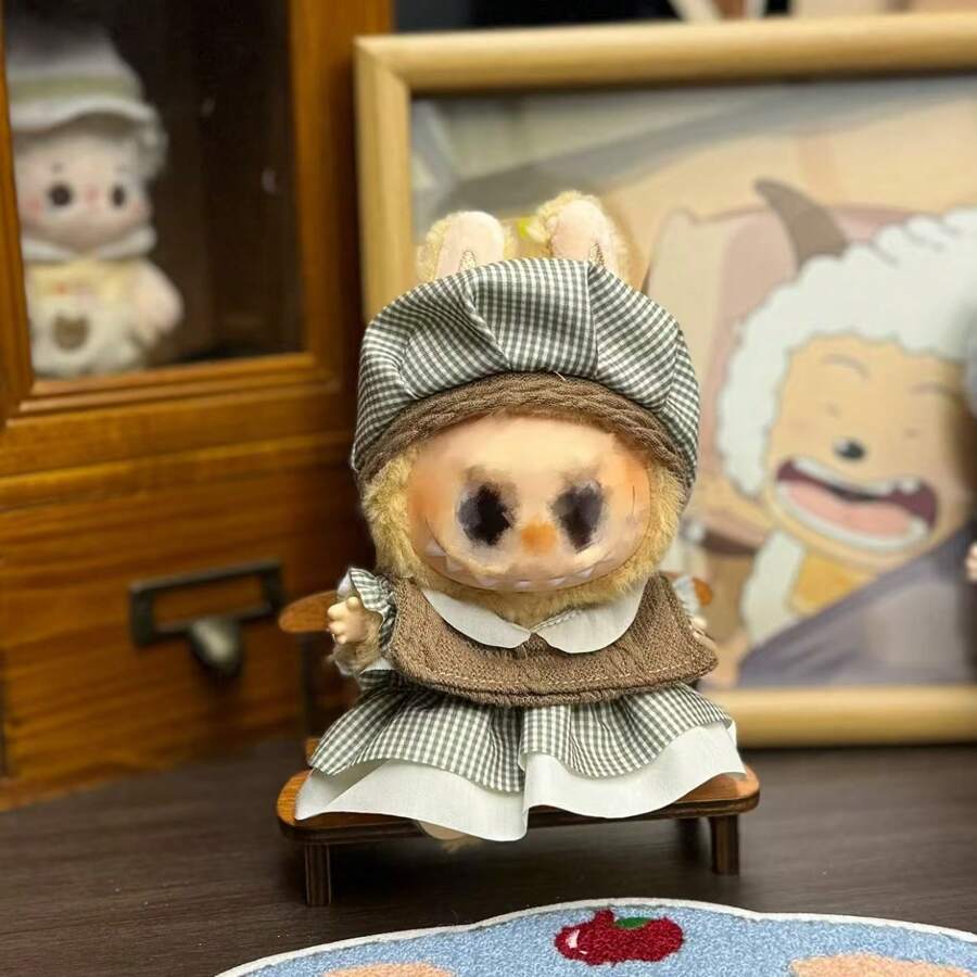 Clothes Only] 17cm Labubu Pendant Doll Clothes Skirt Vinyl Doll Suit ...