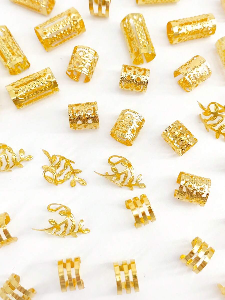40pcs Gold Hair Loop Set Dreadlock Hair Jewelry Accessories, Street ...