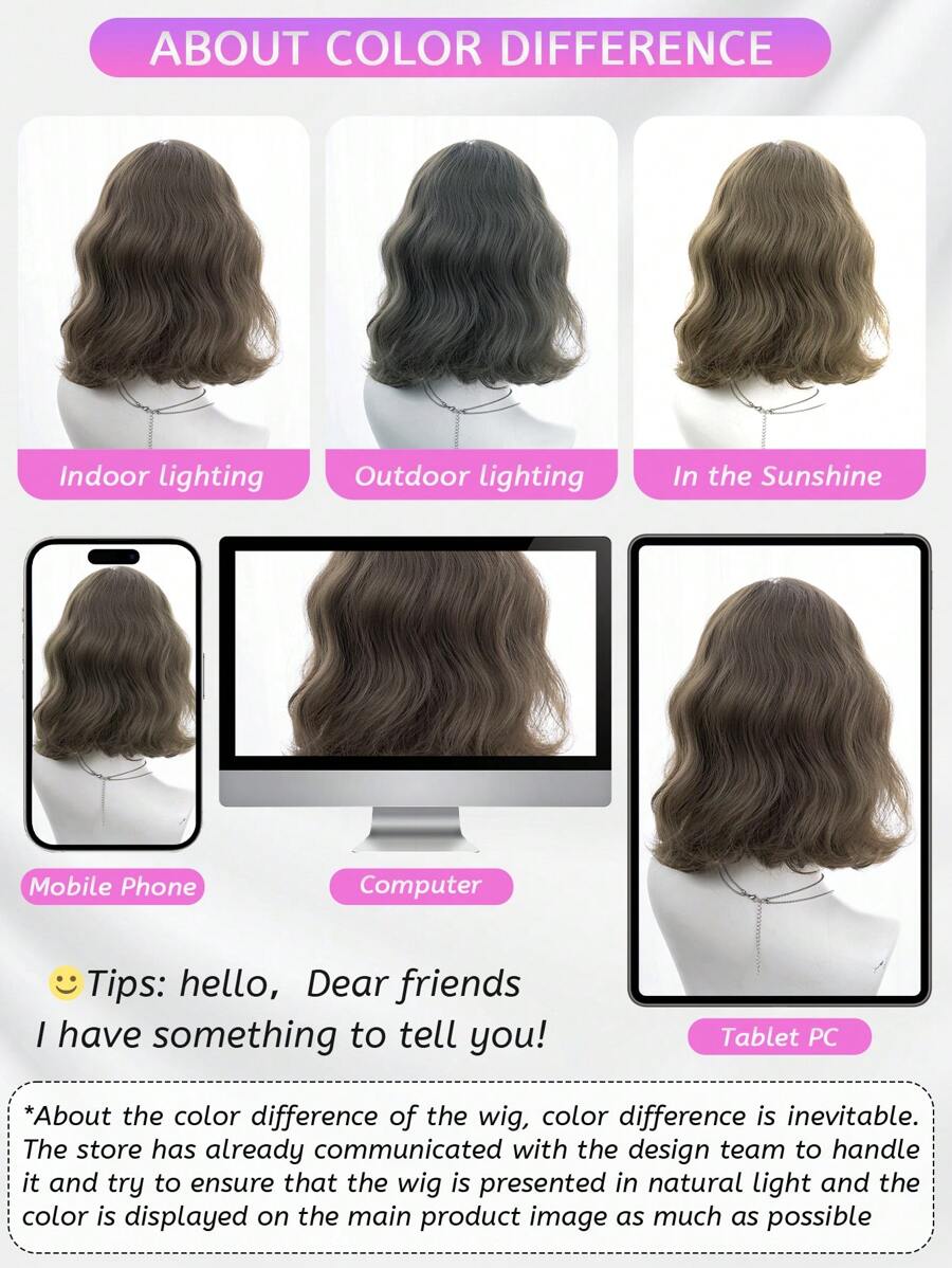 SHUDUO 1 Synthetic Heat Resistant Short Wave Wig Gray Brown Wig, 12 ...