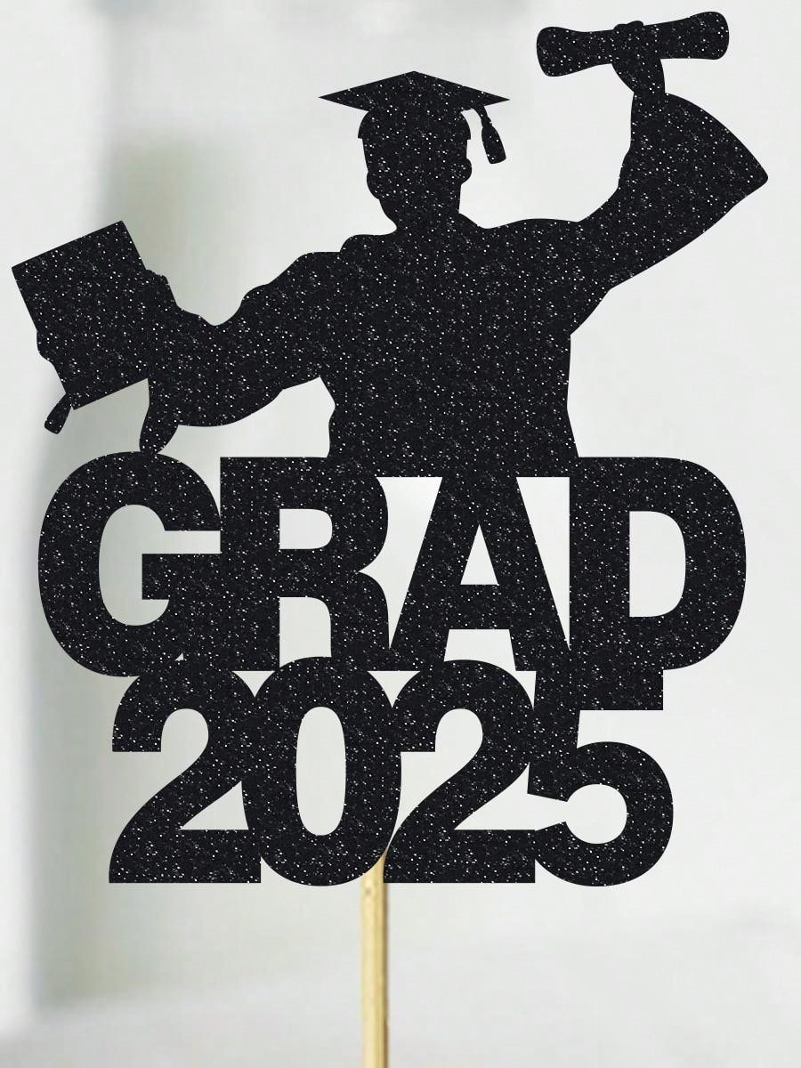 12Pcs Class Of 2025 Graduation Cupcake Toppers Glitter Grad Cap Cake ...