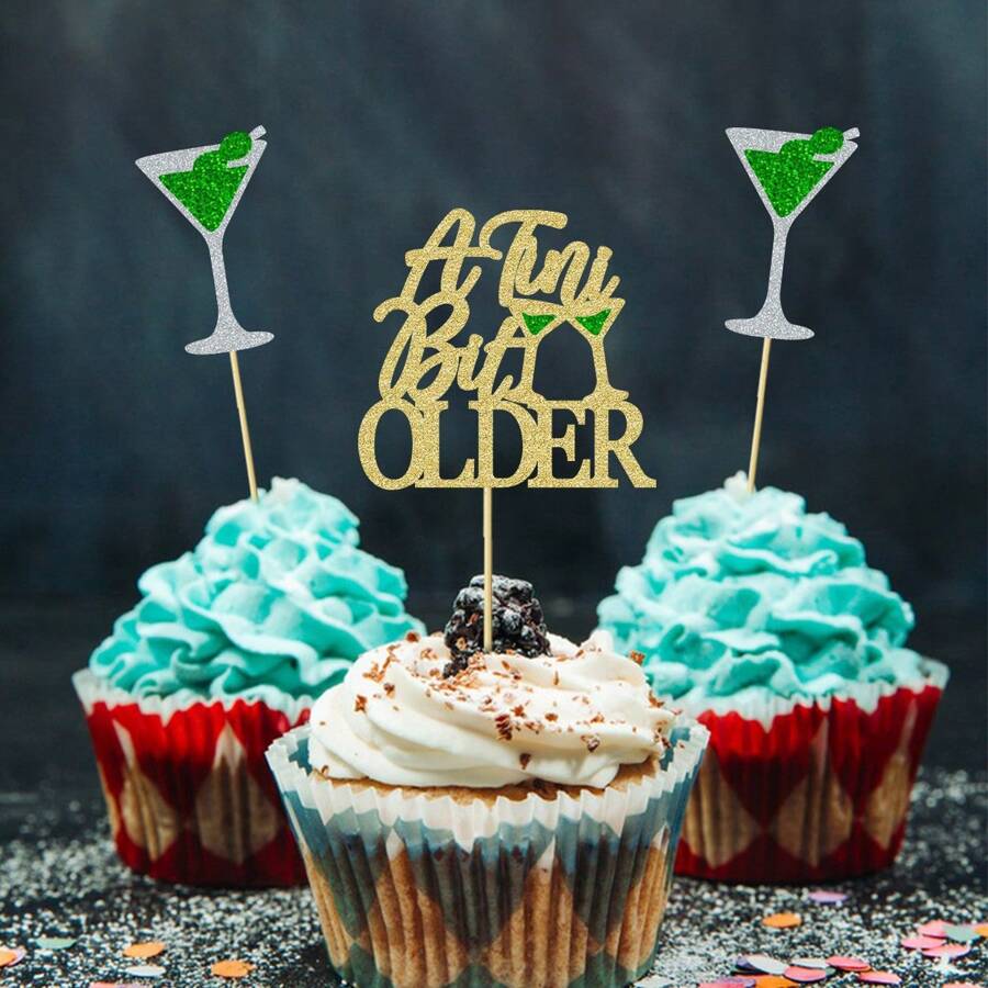 12Pcs A Tini Bit Older Cupcake Toppers, Martini Birthday Cake Toppers ...
