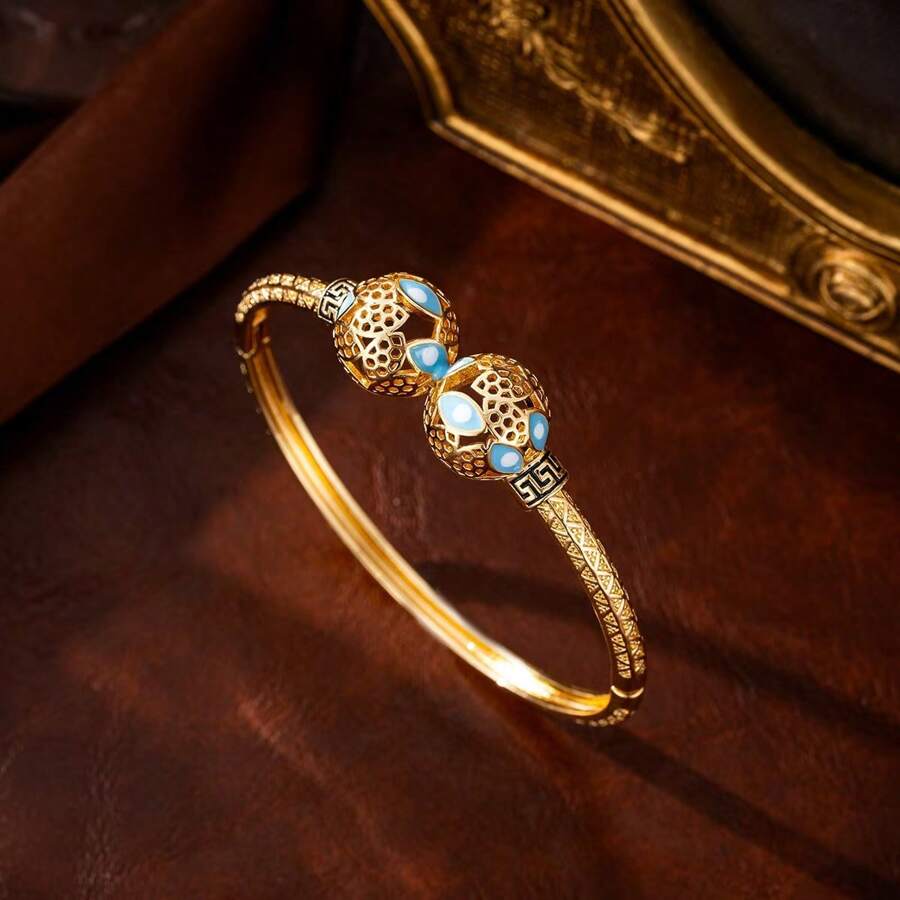 1pc Vintage Style Copper Devil's Eye Open Cuff Bracelet, Luxury & Elegant, Versatile For Women ...