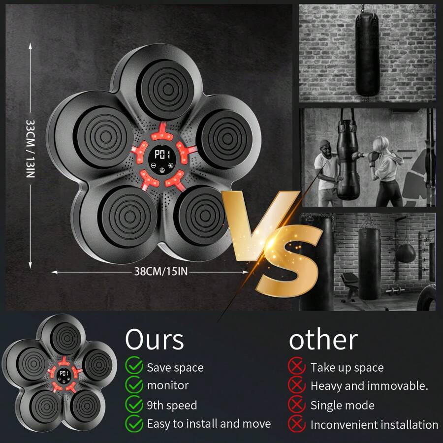 Music Boxing Machine, Interactive Punching Trainer With Boxing Gloves ...