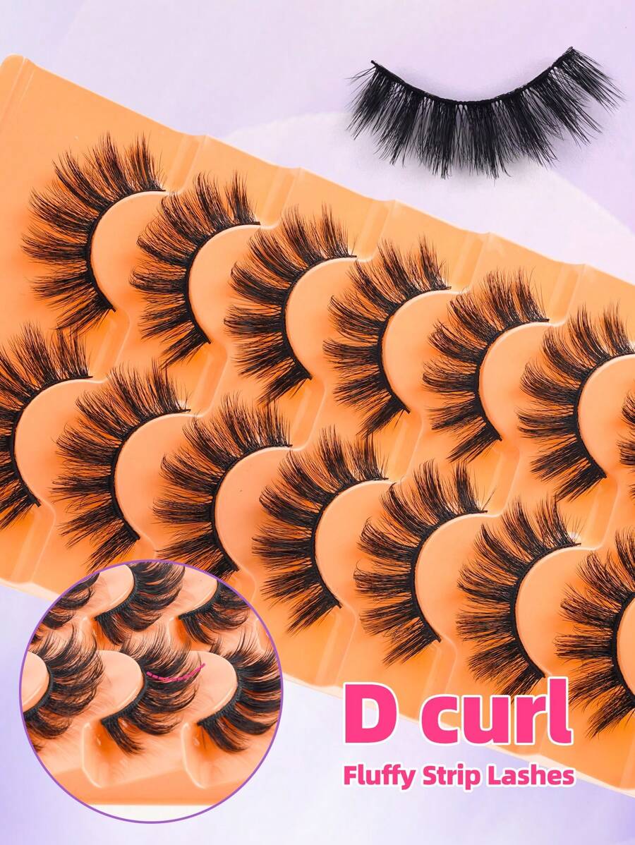 8 Pairs Manga Lashes Faux Mink Eyelashes Cat Eye Eyelashes Natural Full ...