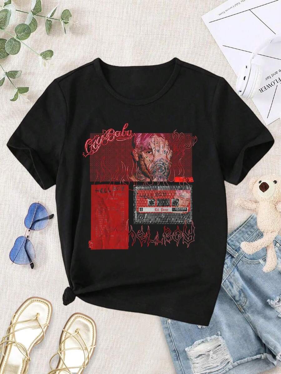 Women's Hellboy Peephole T-Shirt Cute Graphic Tee Hellboy Merch Pop ...