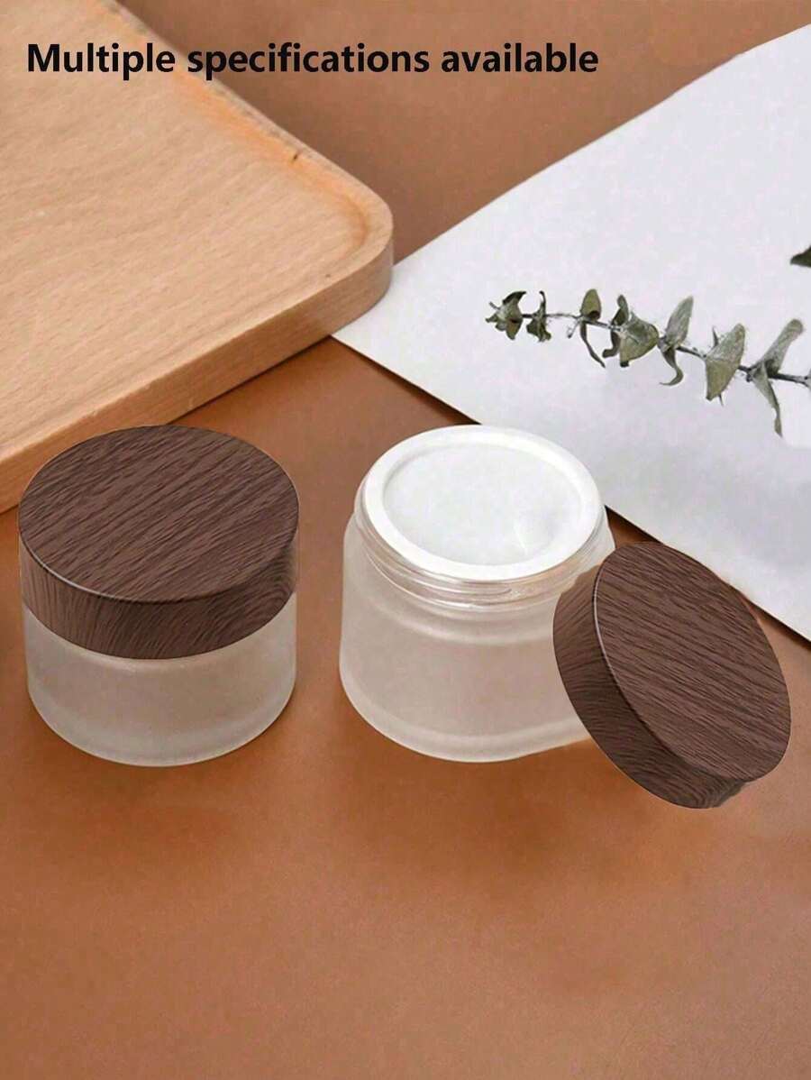 50/30/20/15/5g Frosted Glass Skin Care Eye Cream Jar With Wood Grain ...
