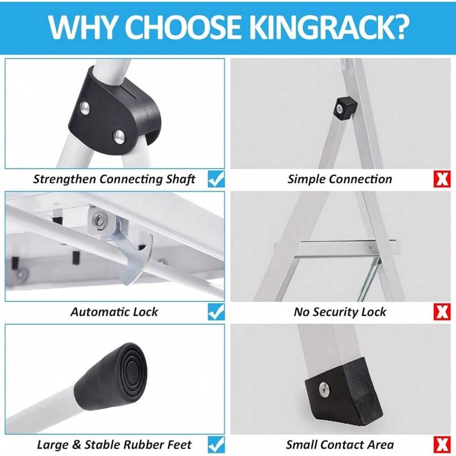 KINGRACK Step Ladder 4 Step Folding Step Stool For Adults With ...