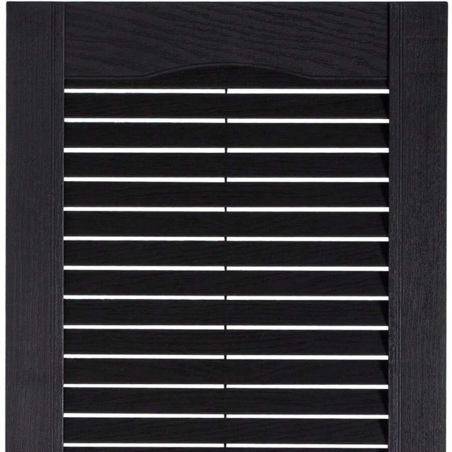 15 Inch X 55 Inch Standard Louver Exterior Vinyl Window Shutters, Black ...