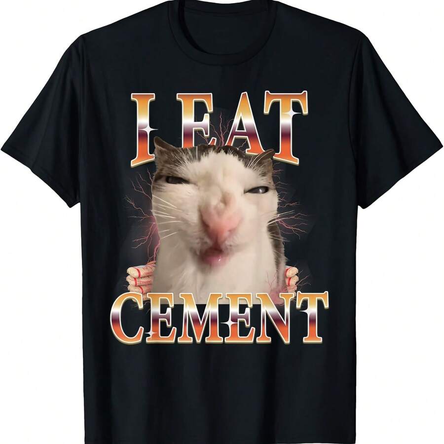 I Eat Cement Cat - I Eat Cement Cursed Cat Meme T-Shirt | SHEIN USA