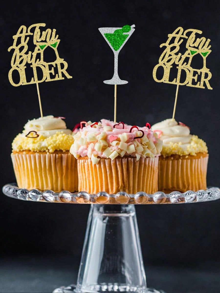 12Pcs A Tini Bit Older Cupcake Toppers, Martini Birthday Cake Toppers ...