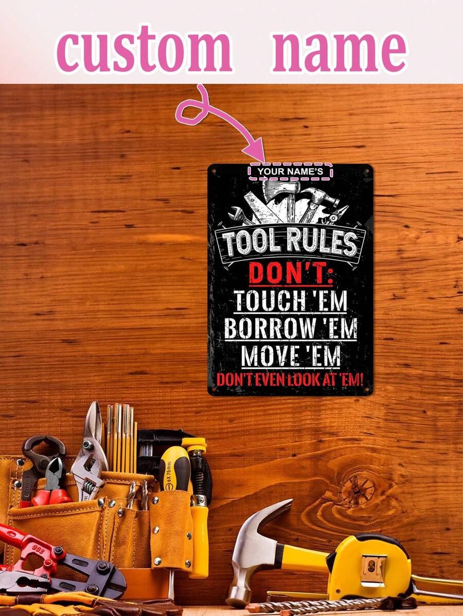 Customized Tool Rules Sign Vintage Metal Sign For Garage Decor 8 X 12 ...