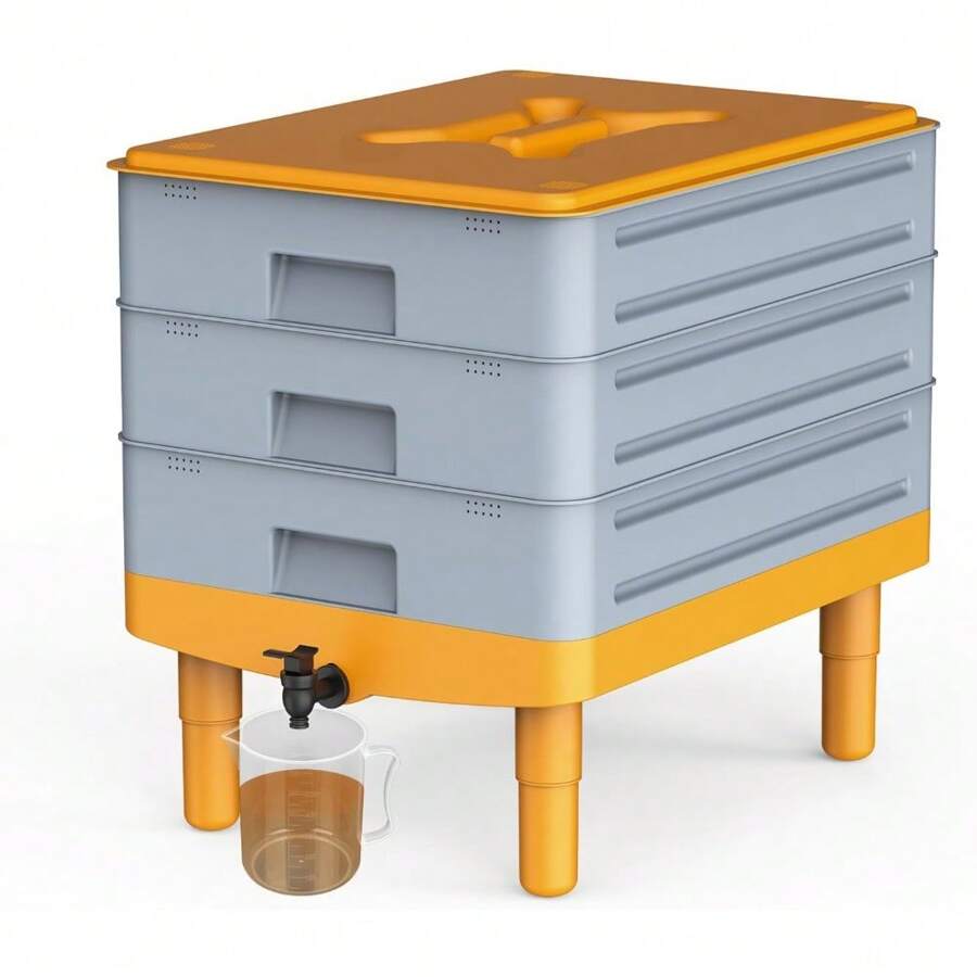 3-Tray Worm Farm Kit,60L Worm Composter For Vermicomposting Starter ...