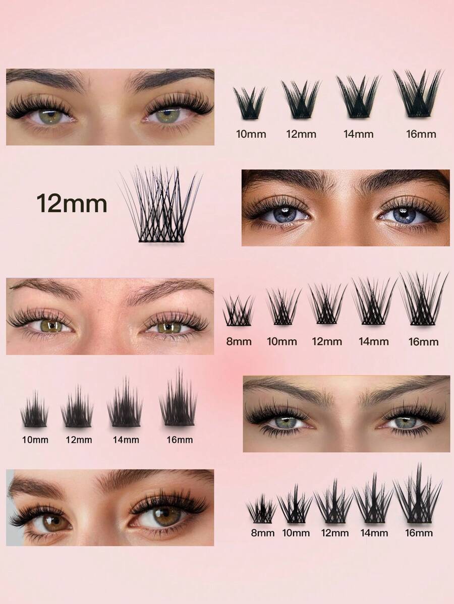 120 Cluster 10 Rows Individual Cluster Extension Fake Lashes C 0.07 8 ...