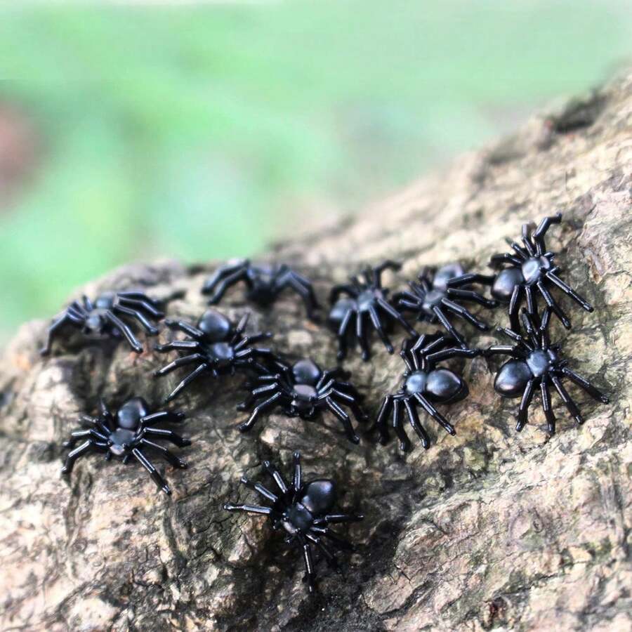 20PCS Small Realistics Plastic Spider Toys Black Fake Spider Toys ...