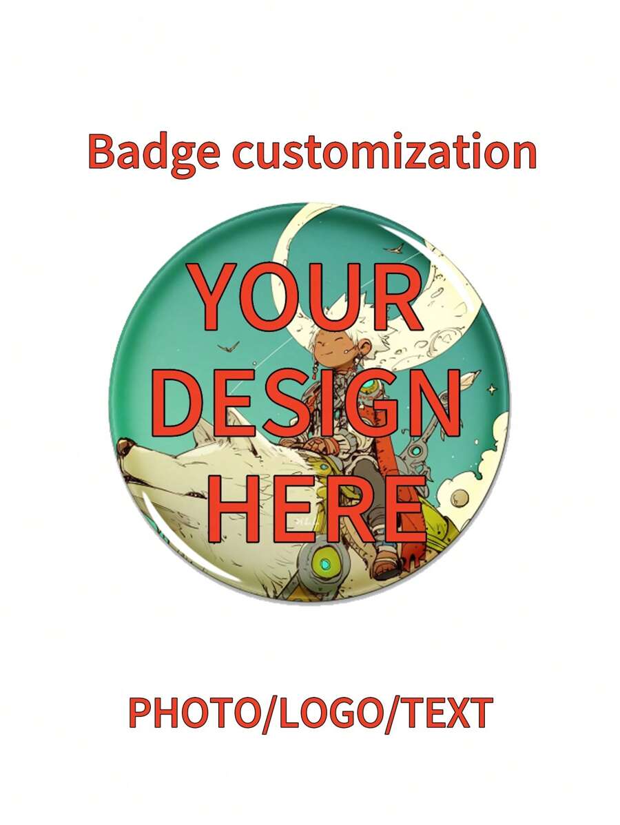 Customizable Round Creative Self-Customized Badge, Supports Text ...