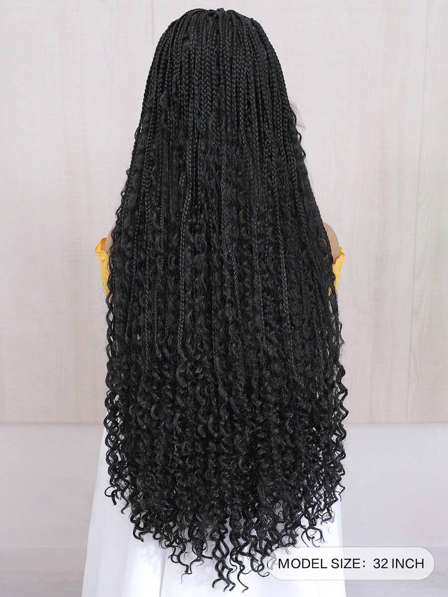 Peluca de trenzas de caja con nudos cuadrados frontales de doble encaje ...