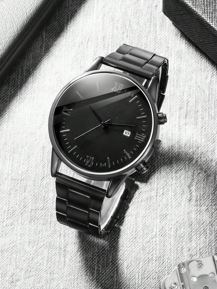 ECONOMICXI ชุดนาฬิกาและกำไลข้อมือสำหรับผู้ชายหน้าตารางง่ายๆ 2 ชิ้น ...