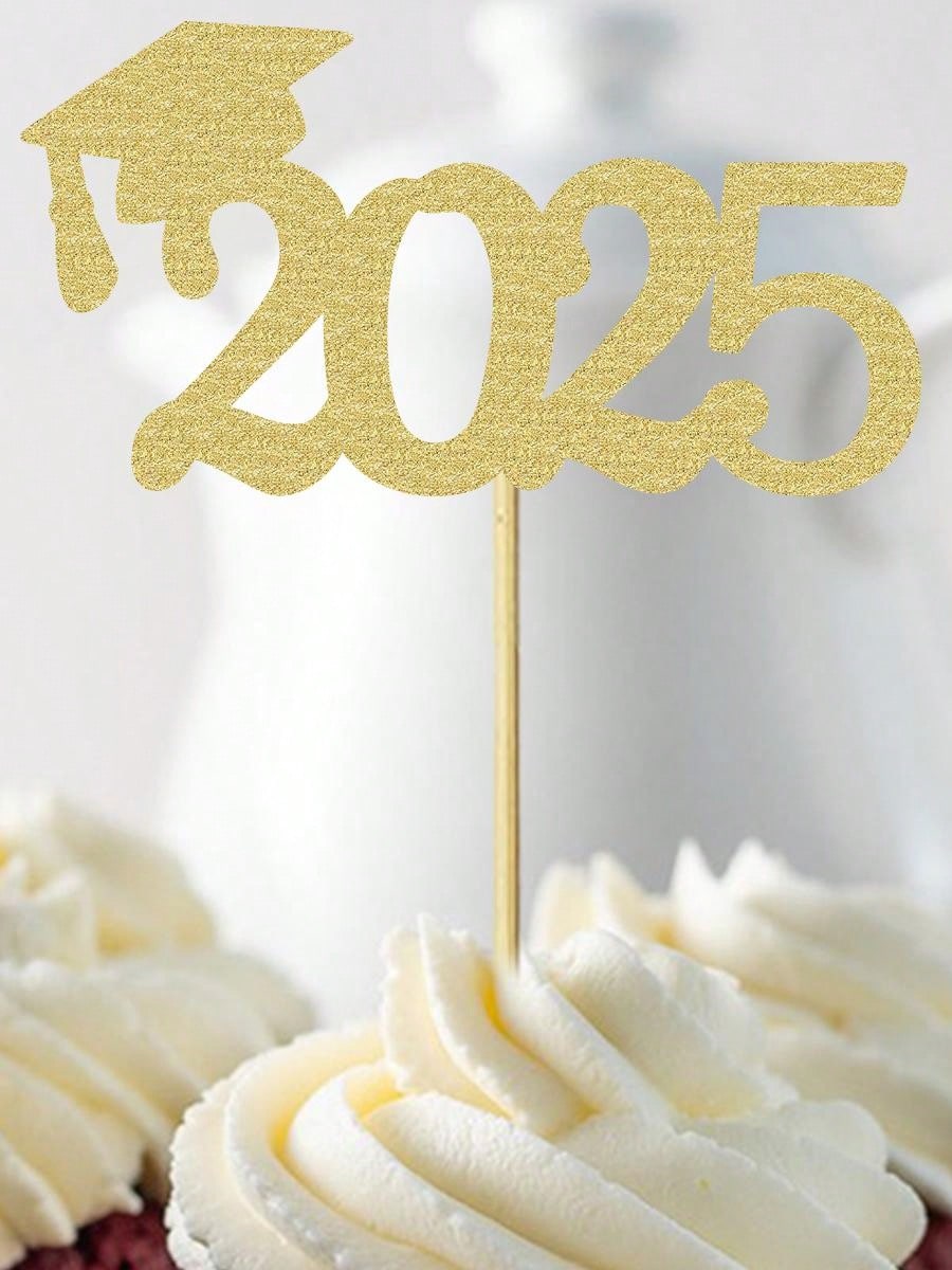 12 יחידות נצנצים 2025 כובע סיום קאפקייקס מחלקה של 2025 גראד כובע ...