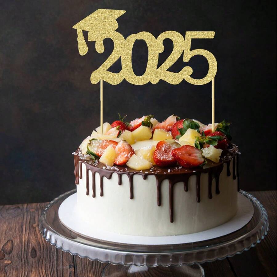 1Pc Glitter 2025 Graduation Cake Topper Class Of 2025 Grad Cap Cake ...