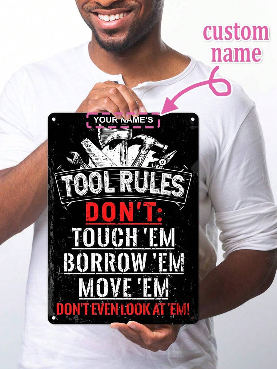 Customized Tool Rules Sign Vintage Metal Sign For Garage Decor 8 X 12 ...