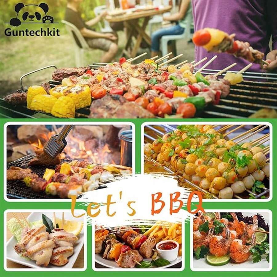 100/80/50/20pcs Premium Bamboo Skewers Set - Natural, Reusable Barbecue ...