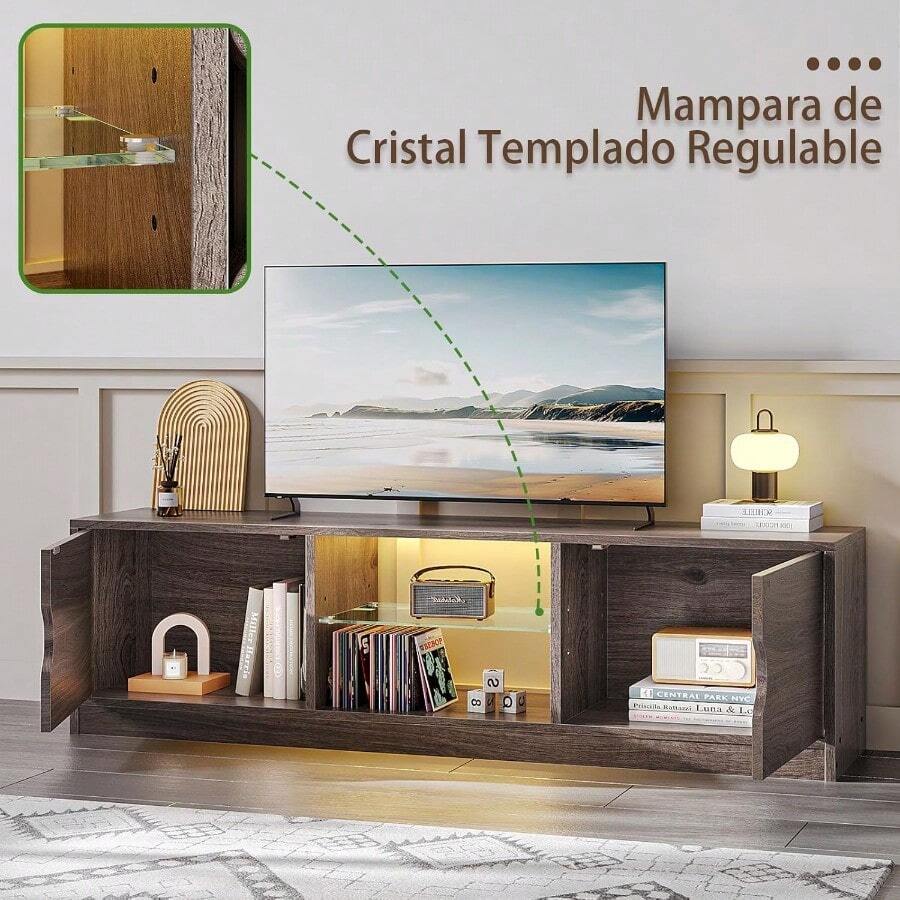 Simple Hogar Mueble para TV, 120 CM TV Grande, con Vidrio Templado Luz LED Centro de ...