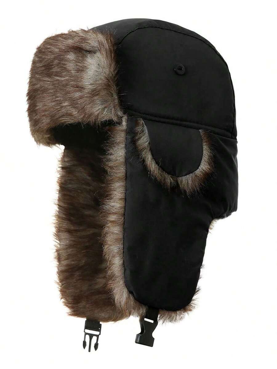 Waterproof Winter Trappers Faux Fur Earflap Hunting Hat Ushanka Russian ...