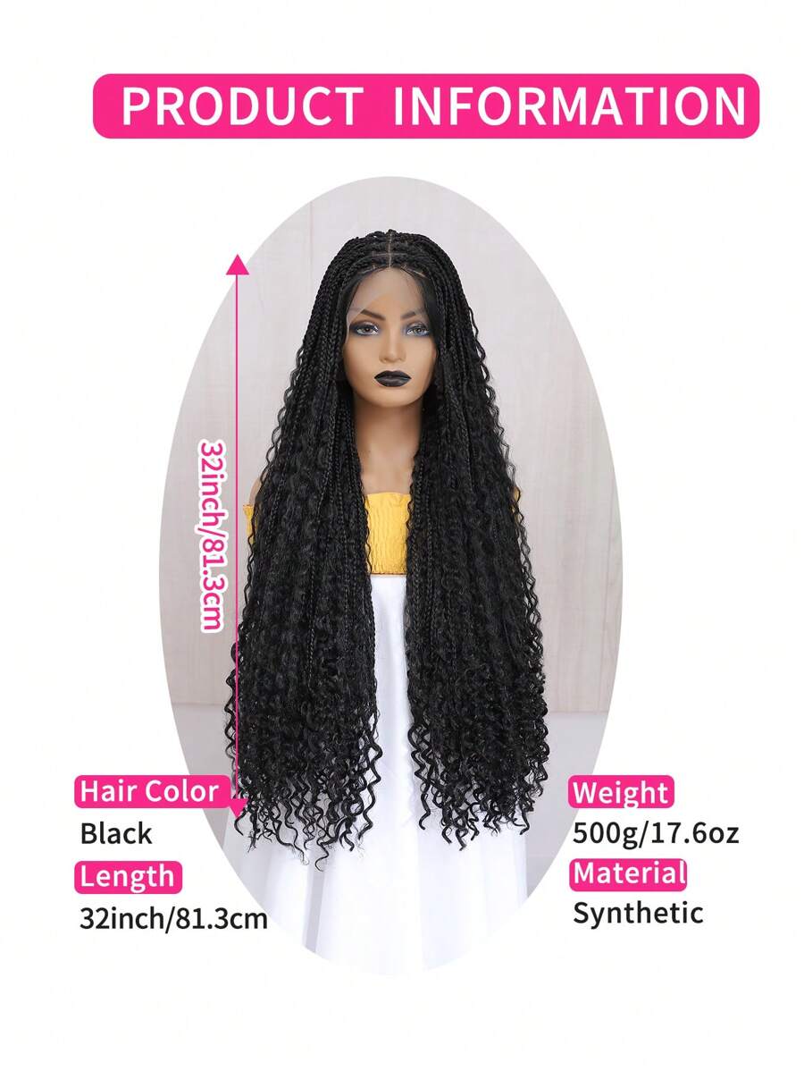 Perucas trançadas de caixa quadradas sem nós e com renda frontal dupla ...