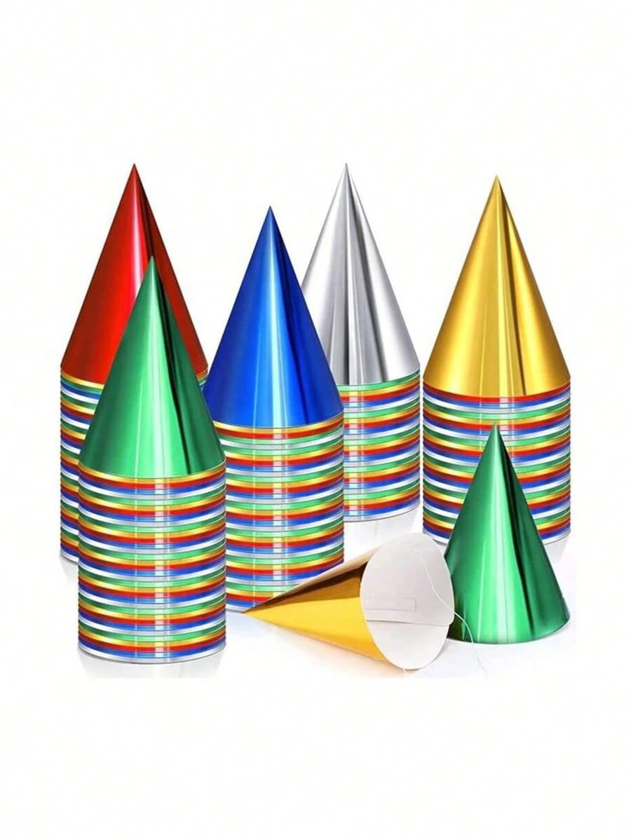 20 Pcs Colorful Birthday Party Hats Party Cone Hats Metallic Foil Cone ...