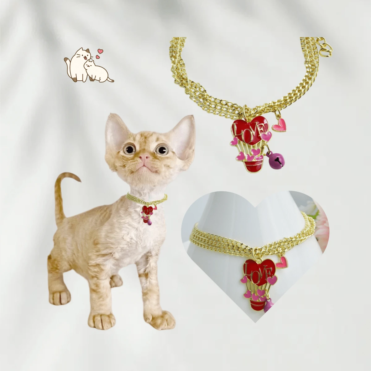 1pc Valentine's Day Love Hot Air Balloon Bell Chain. 3 Golden Strings ...