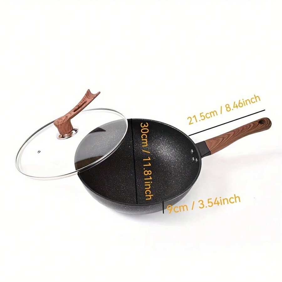Kangshida Cast Iron Chef Pan 11.81inch - 13.39inch , Non-Stick Coating ...