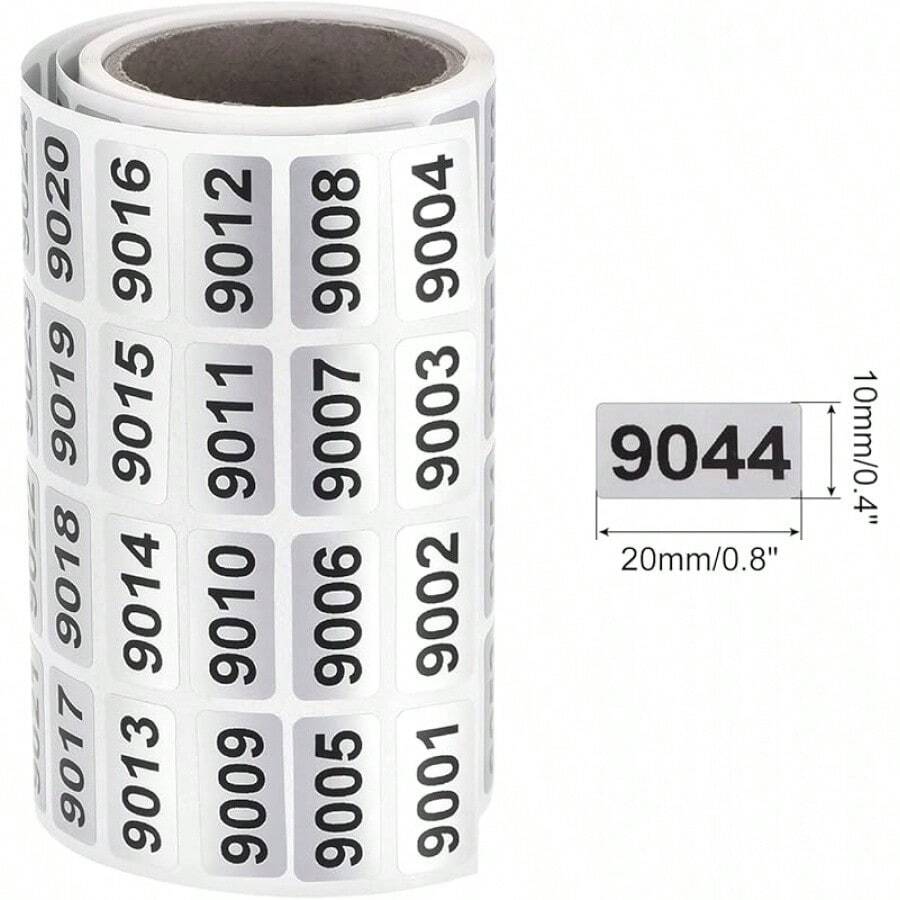 9001 To 9999 Consecutive Number Stickers Inventory Label Black Numbers ...