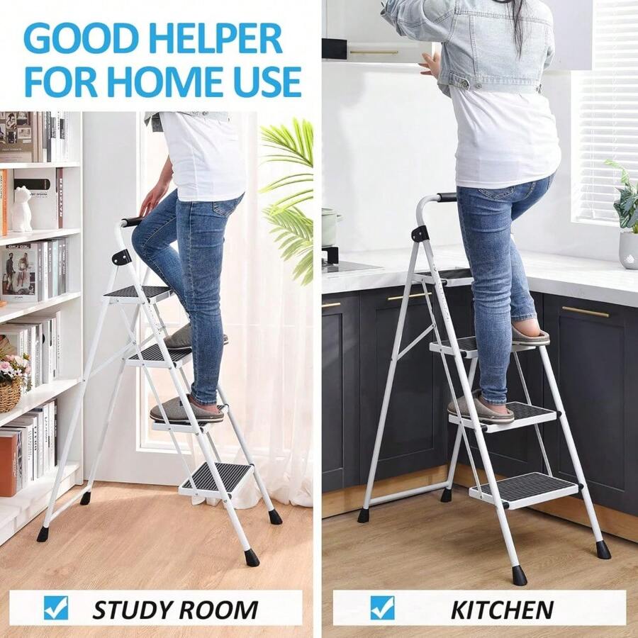 KINGRACK Step Ladder 4 Step Folding Step Stool For Adults With ...