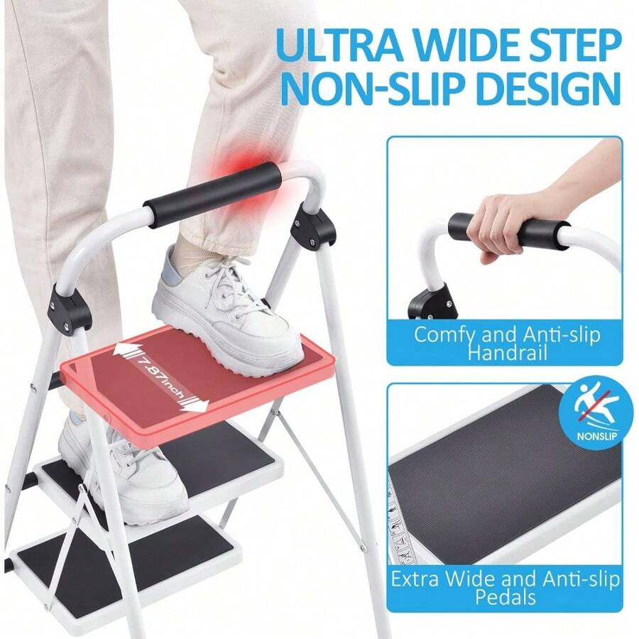 KINGRACK Step Ladder 4 Step Folding Step Stool For Adults With ...