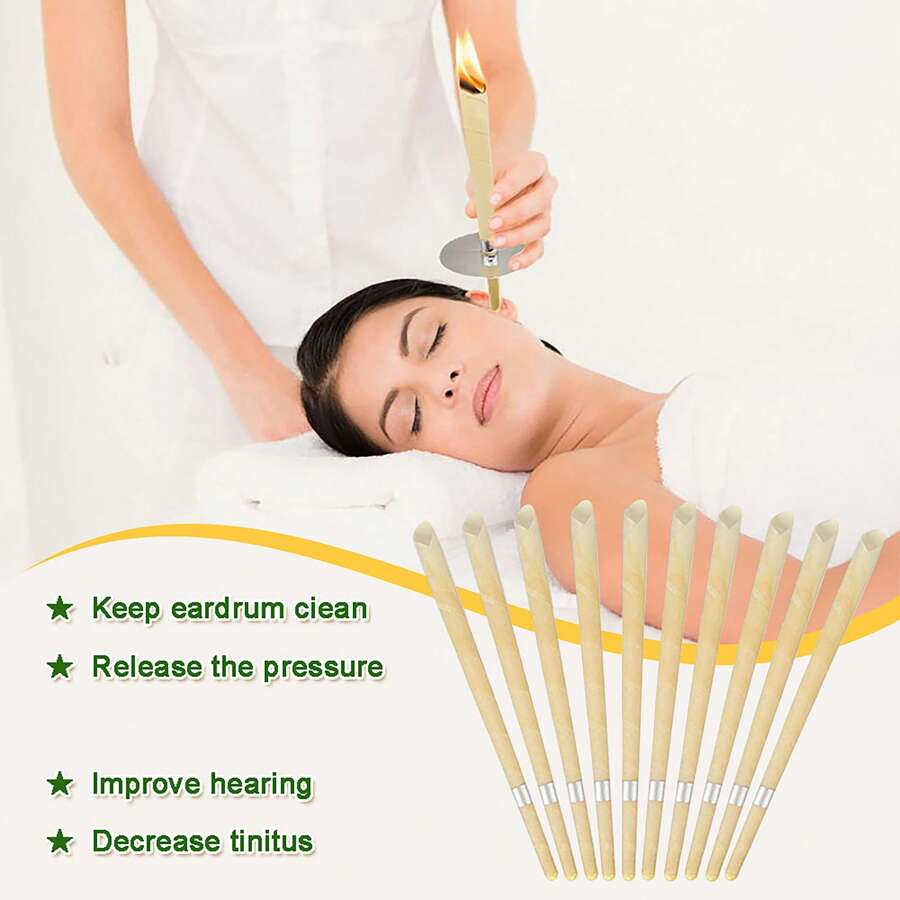 Ear Candles, 10 Pcs Natural Beeswax Ear Candles Kit, Beeswax Hopi Ear ...