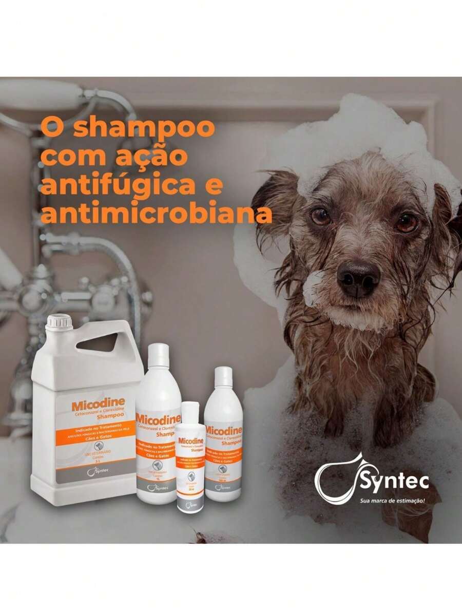 MICODINE 1 LITRO SHAMPOO SYNTEC Anti Fungos e Bactérias para Cães e ...